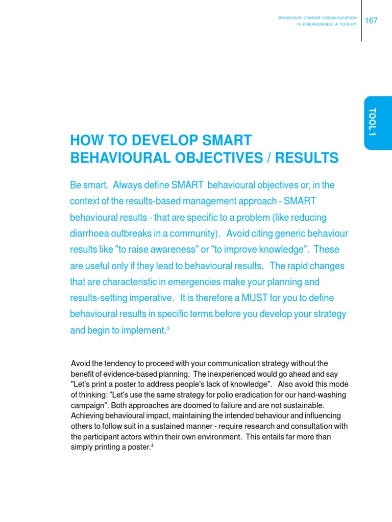How To Develop Smart Behavioural Objectives / Results: Behaviour Change ...