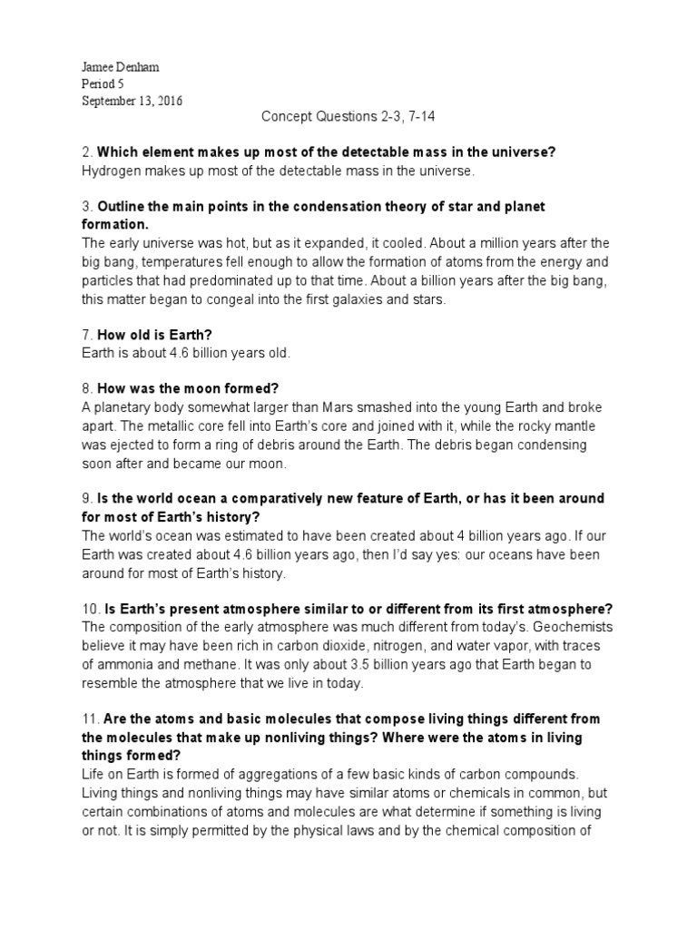 Concept Questions From Marine Biology | PDF | Earth | Atmosphere Of Earth