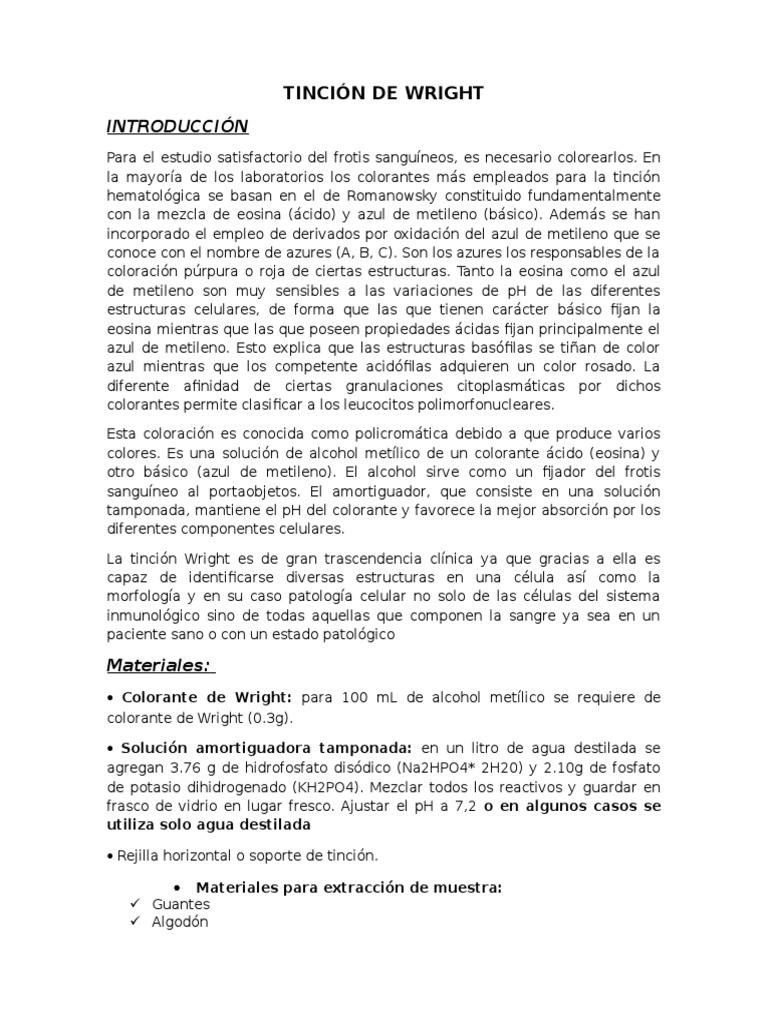 Tinción de Wright | PDF | Tinción | Biología Celular)