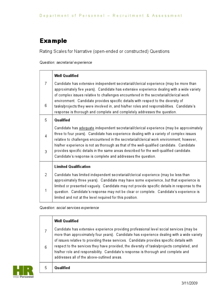 Example: Rating Scales For Narrative (Open-Ended or Constructed ...
