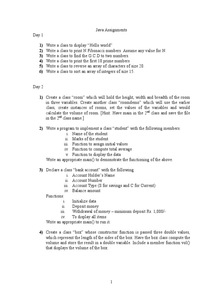 Java Assignments | PDF
