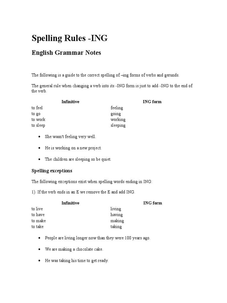 ING Spelling Rules | Download Free PDF | Stress (Linguistics) | Grammar