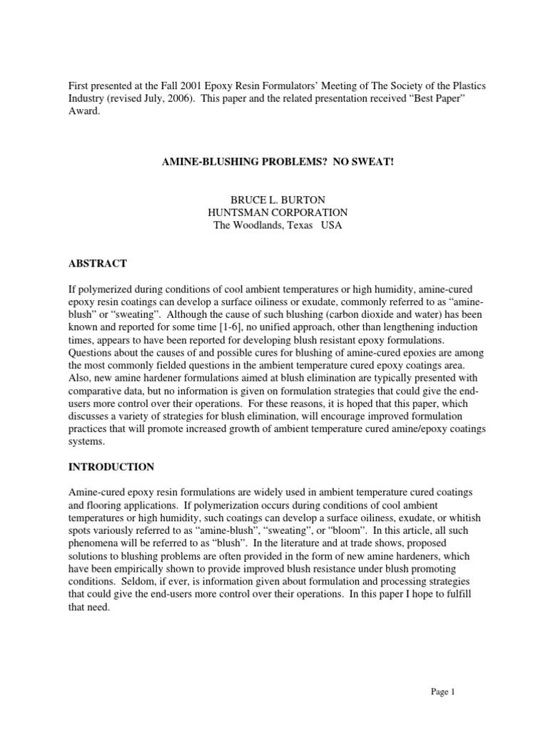 Amine Blush in Epoxies - Burton - 2013 | PDF | Epoxy | Amine