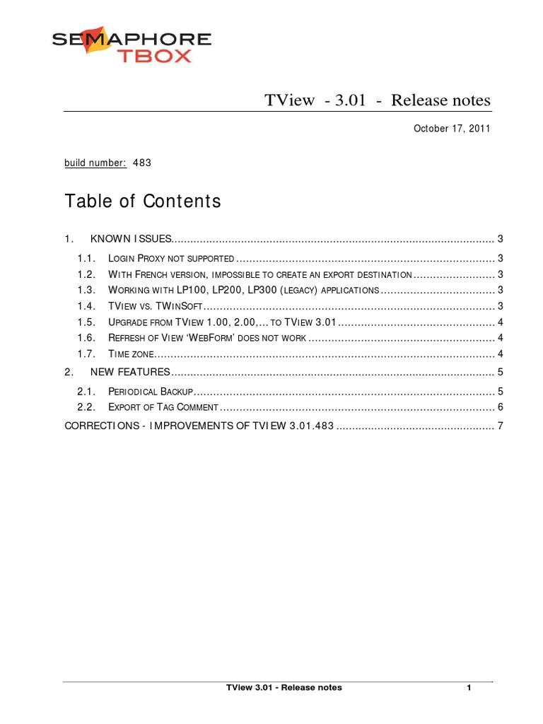 TView Release Notes | PDF | Proxy Server | Internet Explorer