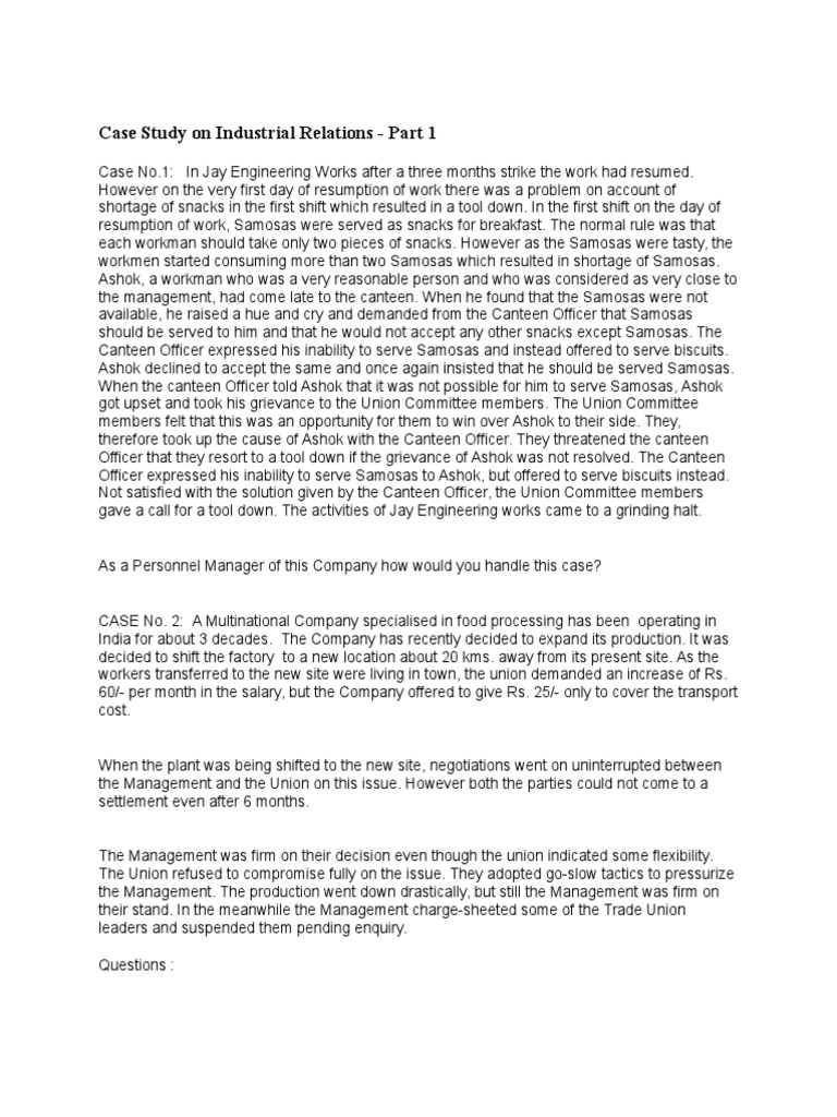 Industrial Relations Case Studies | PDF | Employment | Economies