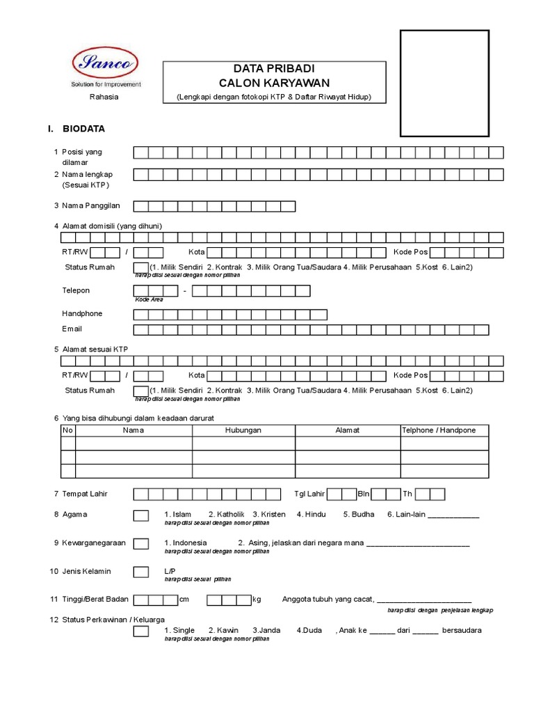 Form Data Kandidat Interview | PDF
