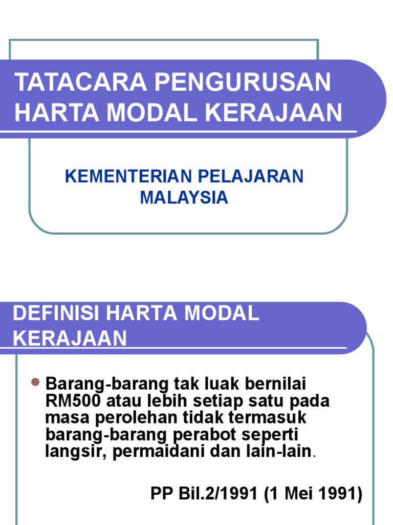 Tatacara Pengurusan Harta Modal Kerajaan | PDF