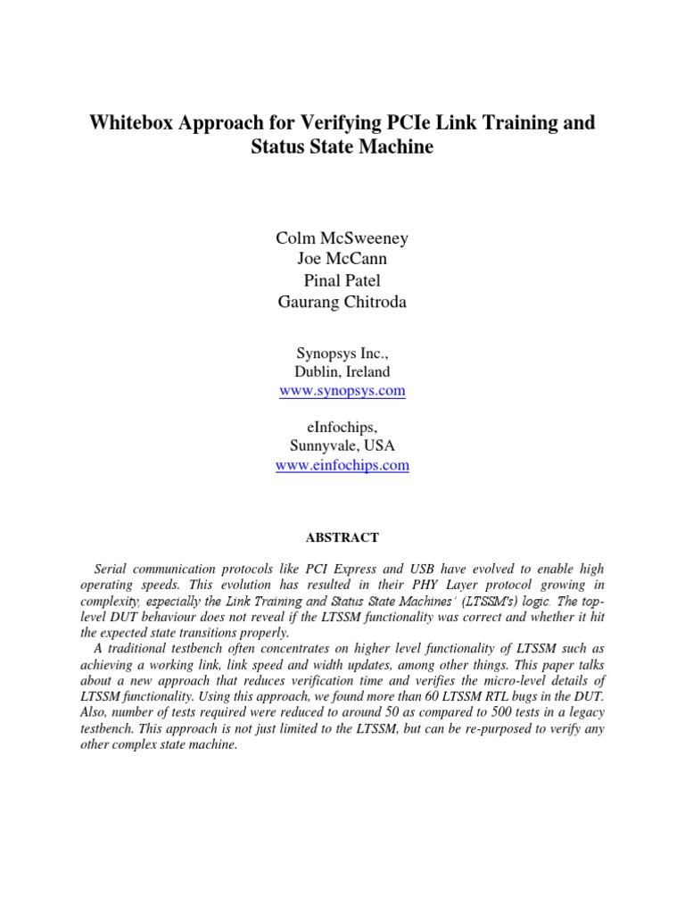 Whitepaper - Whitebox Approach For Verifying PCIe Link Training and ...