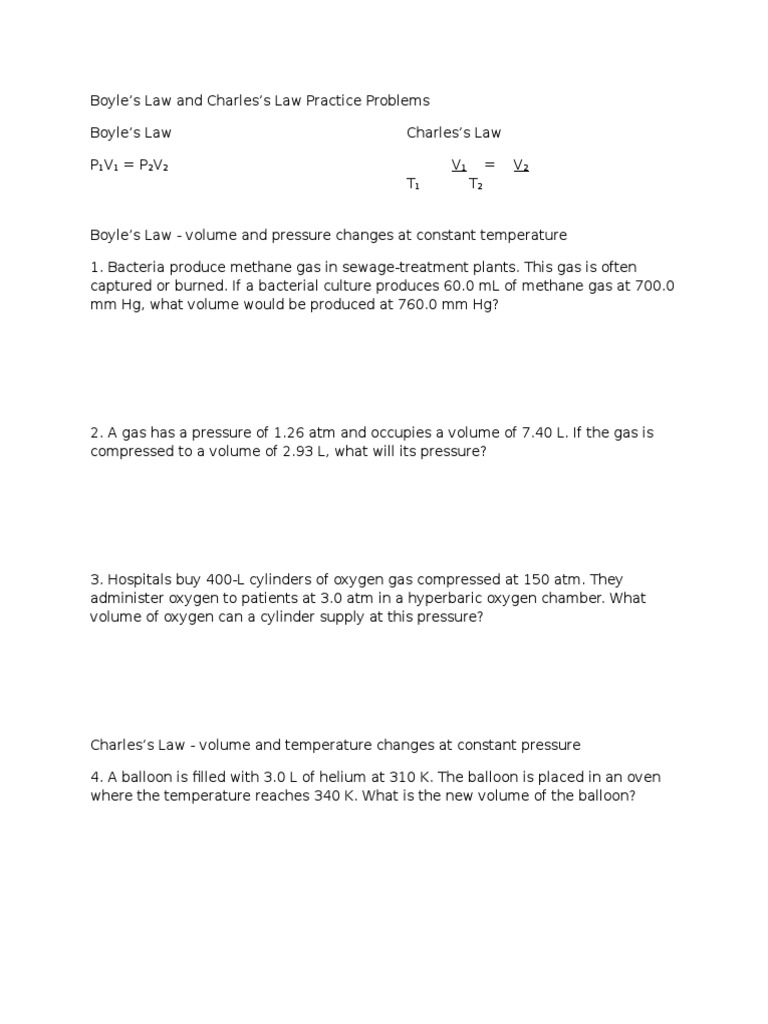 Boyle and Charles Practice Problems | PDF | Home & Garden | Science ...