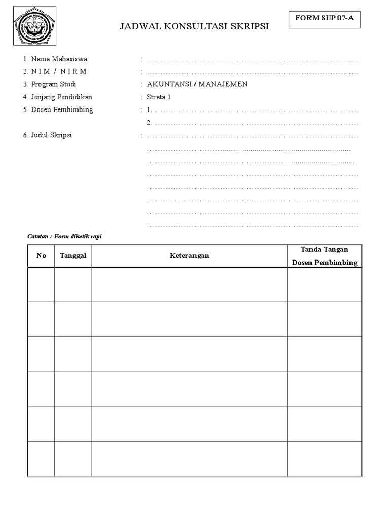 Form Jadwal Konsultasi (Revisi) | PDF