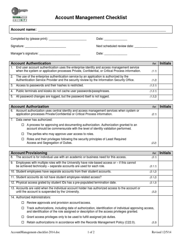 Account Management Checklist Guide | PDF | User (Computing ...