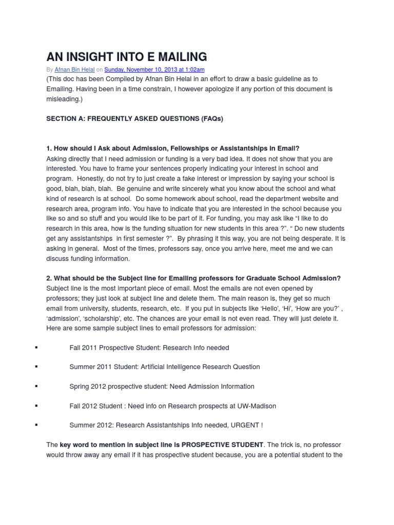 Canada Email Format Example | Download Free PDF | Graduate School | Email