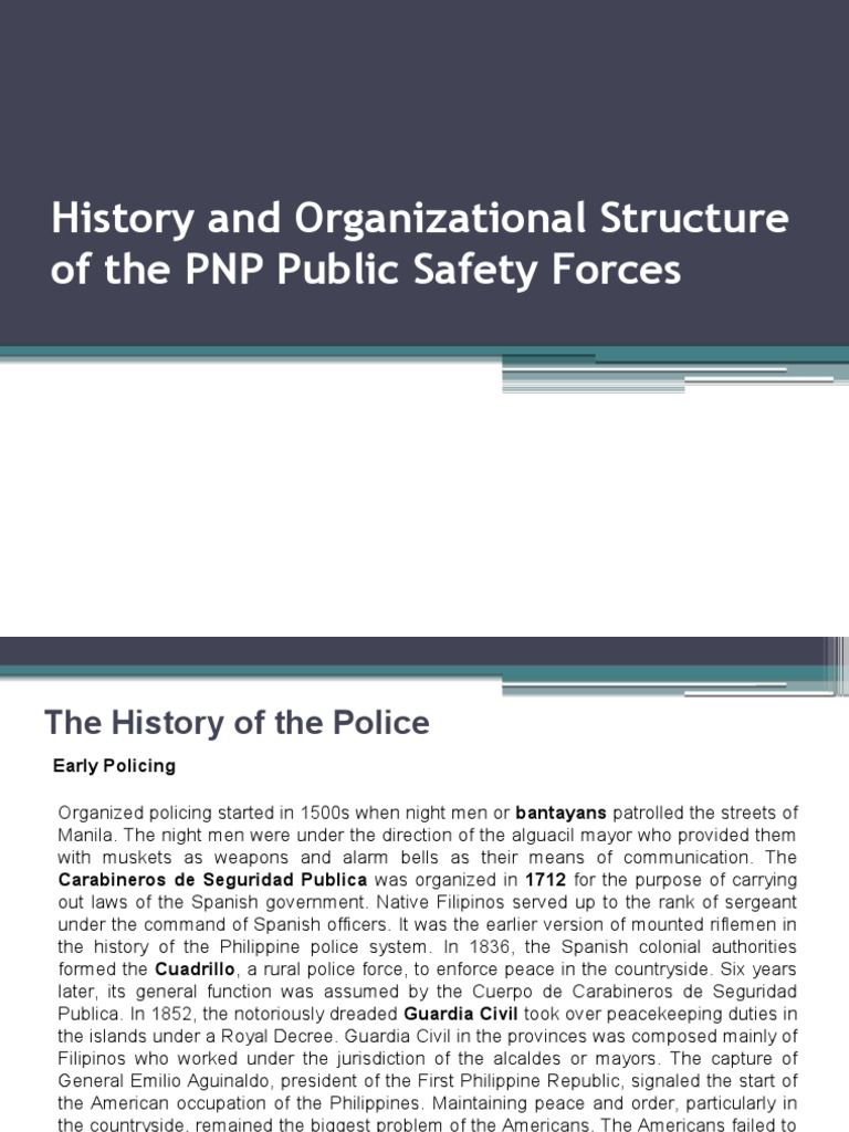History and Organizational Structure of The PNP Public Safety Forces ...