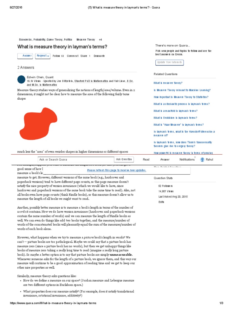 (5) What is Measure Theory in Layman's Terms_ - Quora | Measure ...