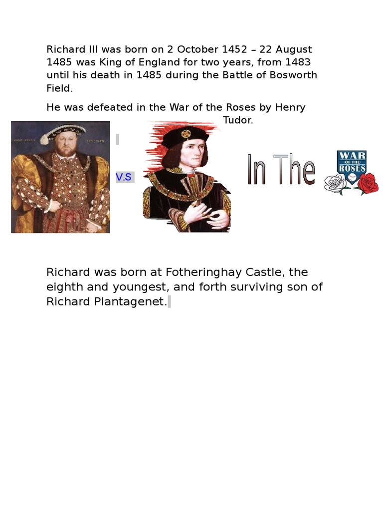 Richard Was Born at Fotheringhay Castle, The Eighth and Youngest, and ...