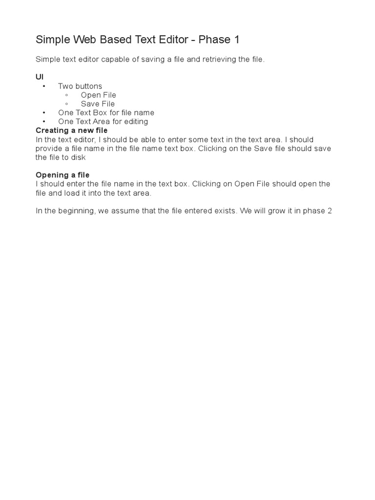 Simple Web Based Text Editor - Phase 1 | PDF
