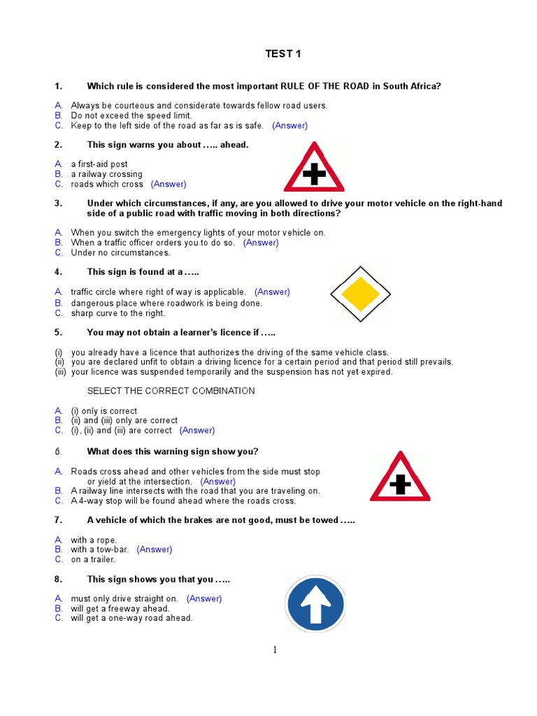 Test Paper 1 | PDF | Traffic | Traffic Light