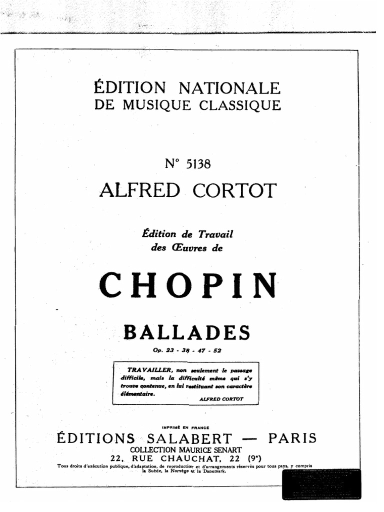 Chopin Ballade 3 - Cortot + Padarewski | PDF