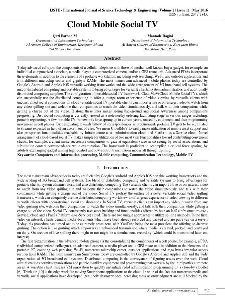 Cloud Mobile Social TV | PDF | Cloud Computing | Personal Digital Assistant