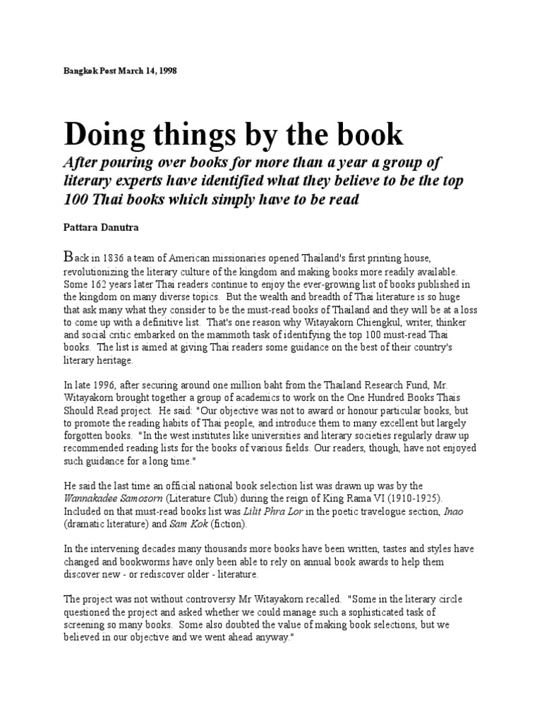 100 Thai Books | Download Free PDF | Thailand | Non Fiction