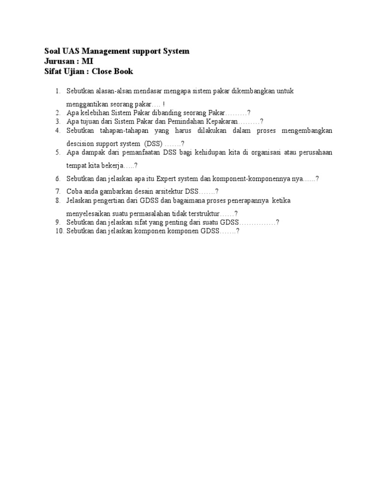 Soal UAS Management Support System | PDF