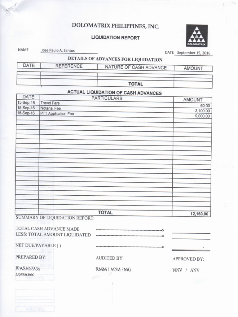 Sample Liquidation Format | PDF