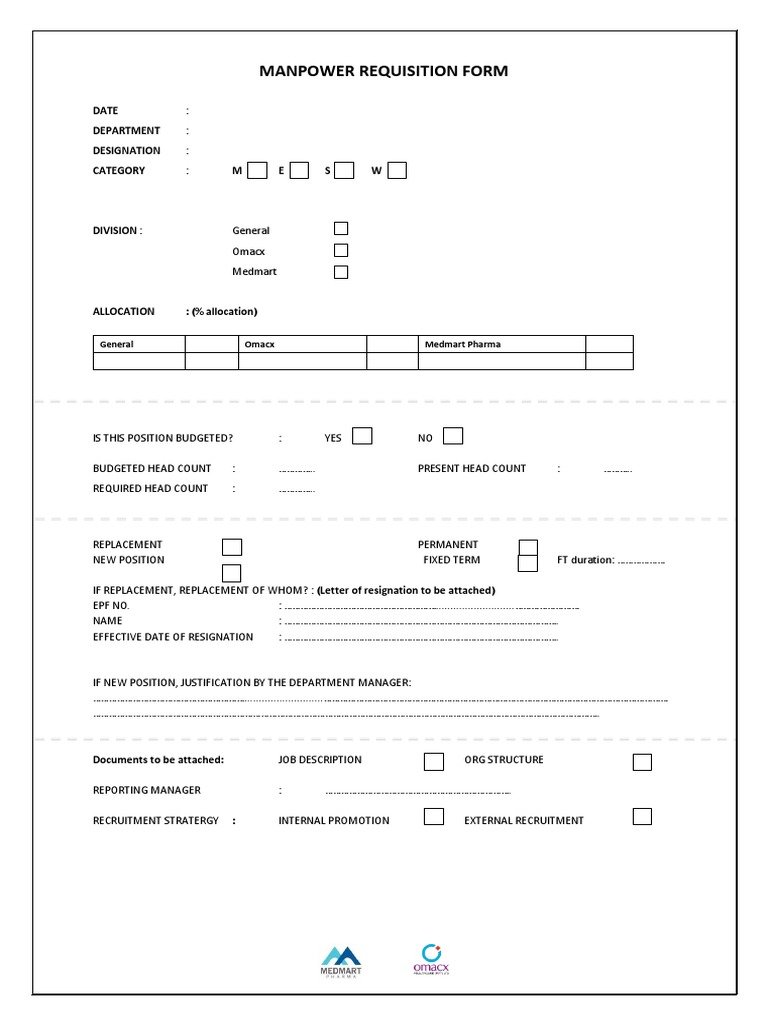 Manpower Requisition Form PDF | Download Free PDF | Office Equipment | Computer Hardware