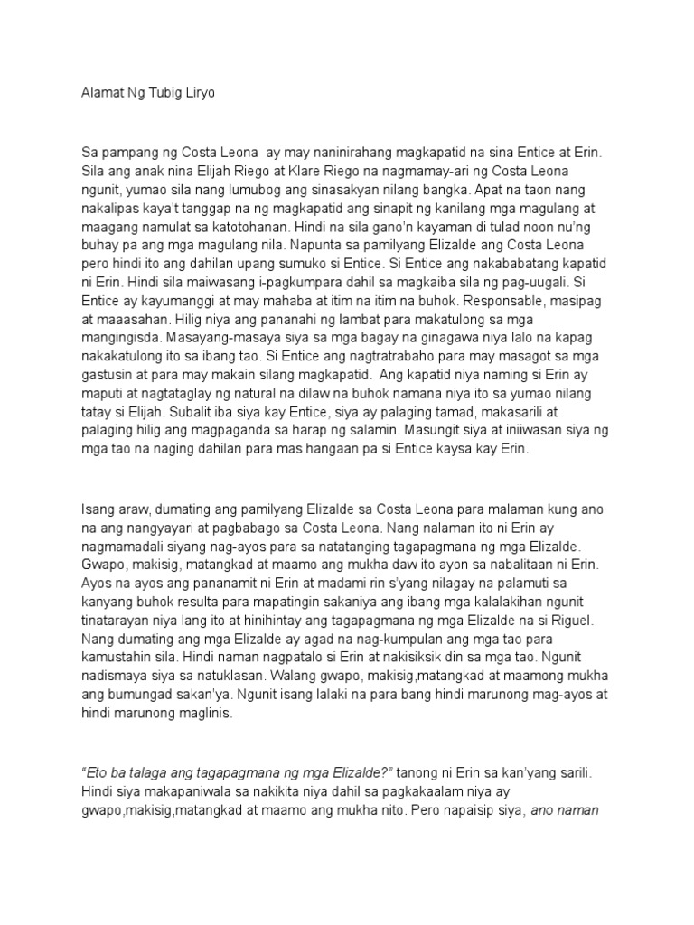 Alamat NG Tubig Liryo | PDF