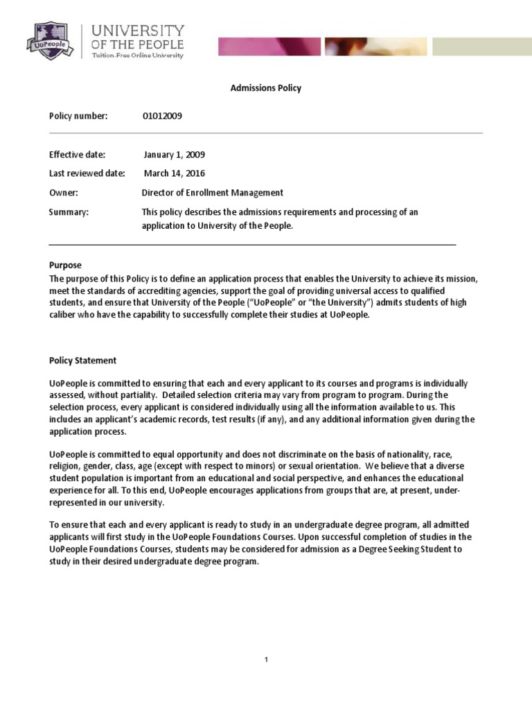 Admission Policy