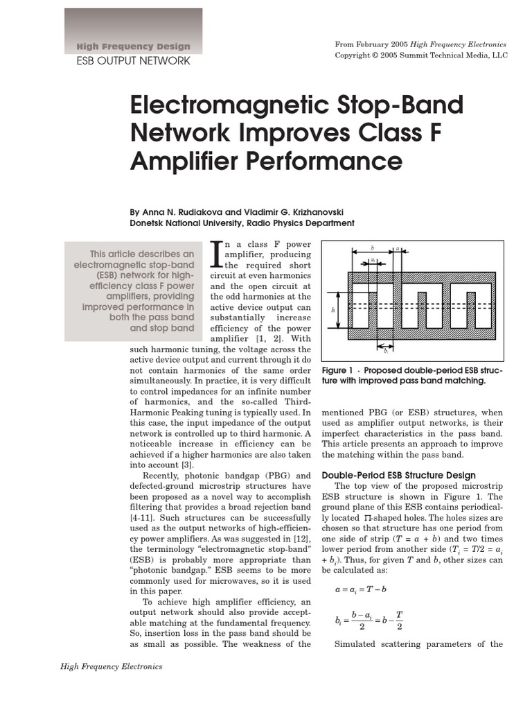Electromagnetic Stop-Band Network Improves Class F Amplifier ...