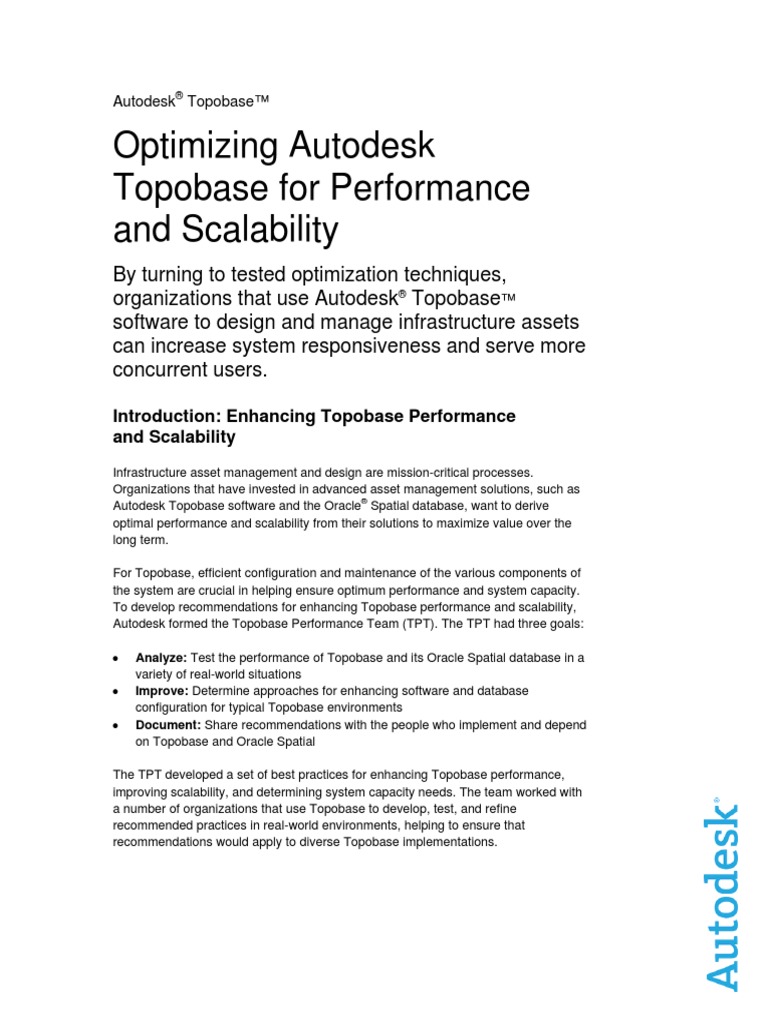Topobase Performance and Scalability | PDF | Oracle Database | Database Index