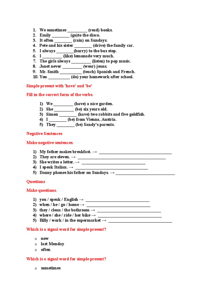 Present Simple 1 | PDF | Language Arts & Discipline