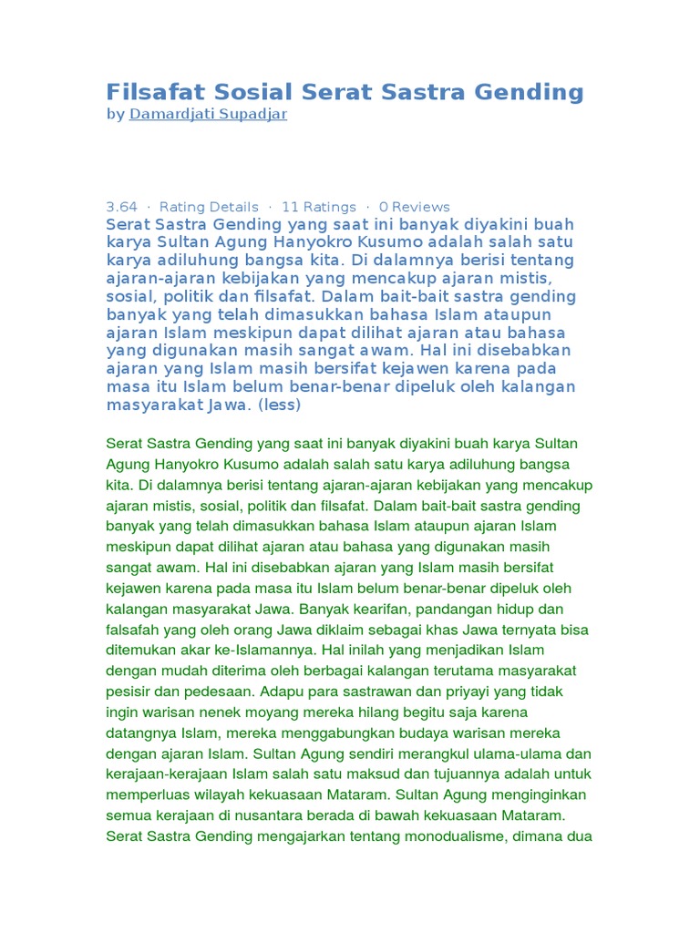 Filsafat Sosial dalam Serat Sastra Gending | PDF