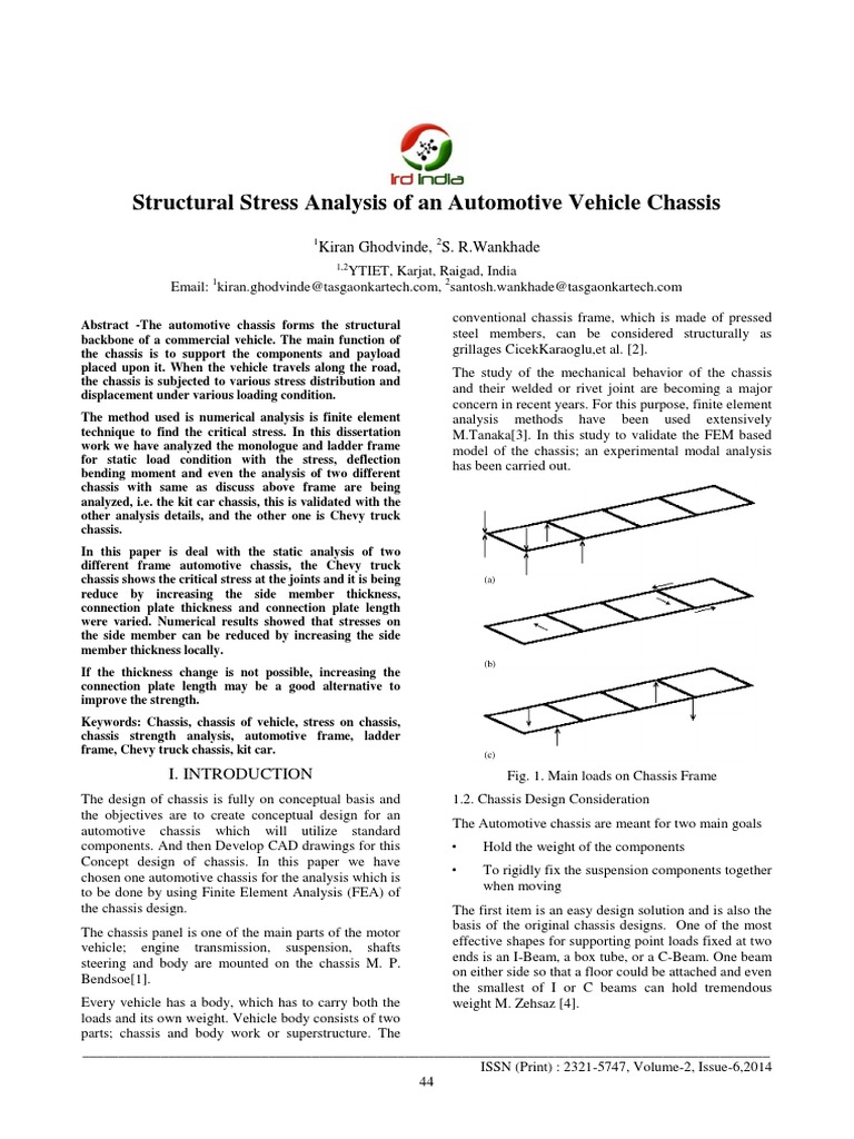 Structural Stress Analysis of An Automotive Vehicle Chassis | PDF | Beam (Structure) | Bending