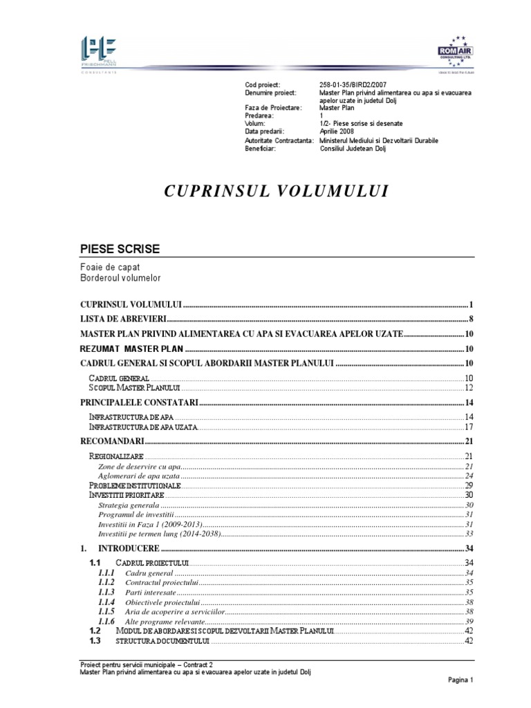 MASTER PLAN Final Apr 2008 RO PDF | PDF