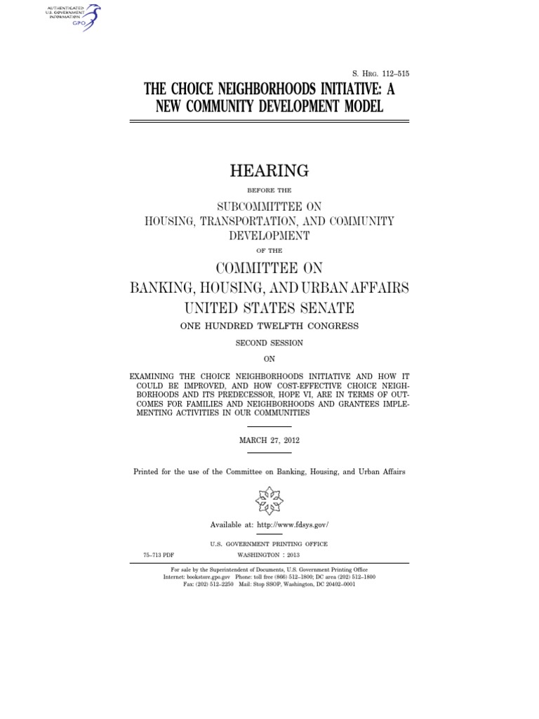 The Choice Neighborhoods Initiative: A New Community Development Model ...