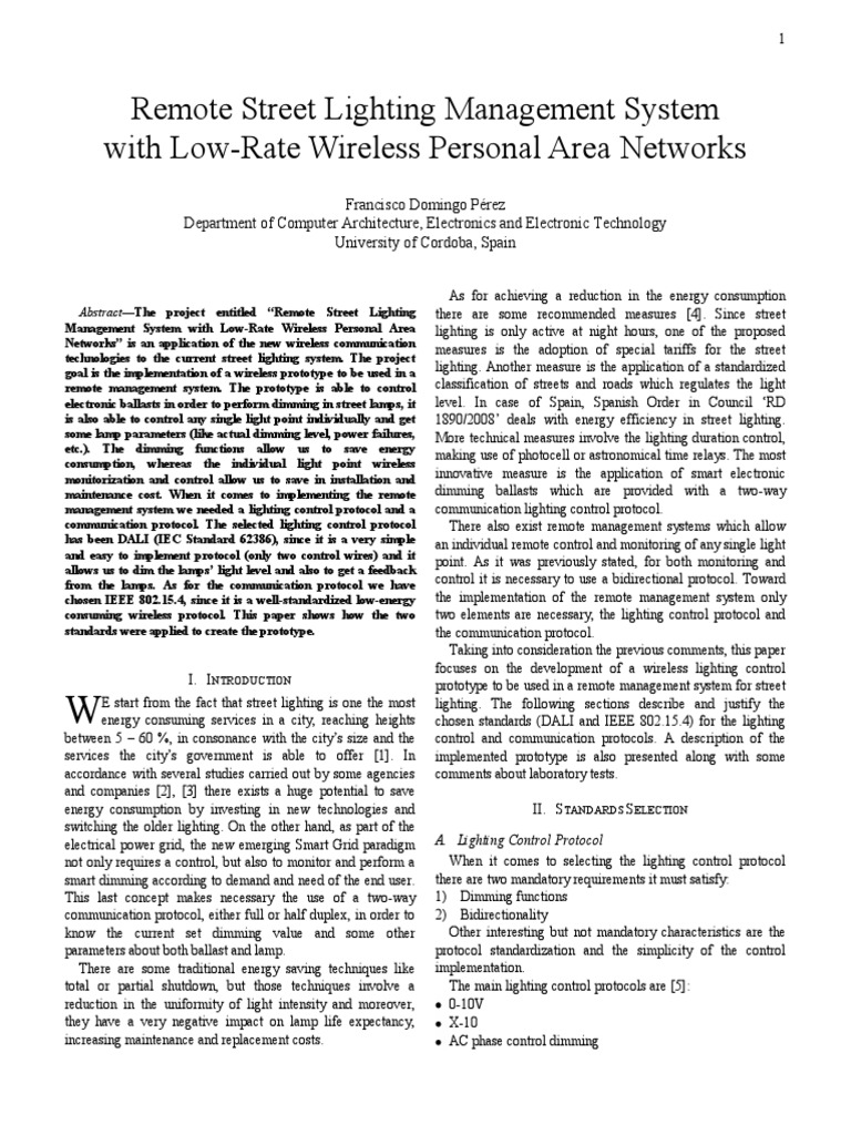 Remote Street Lighting Management System | PDF | Computer Network ...