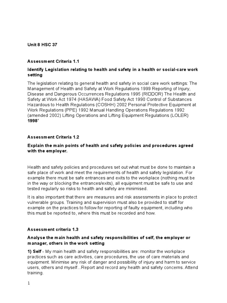 Unit 8 HSC 37 | PDF | Occupational Safety And Health | Prevention