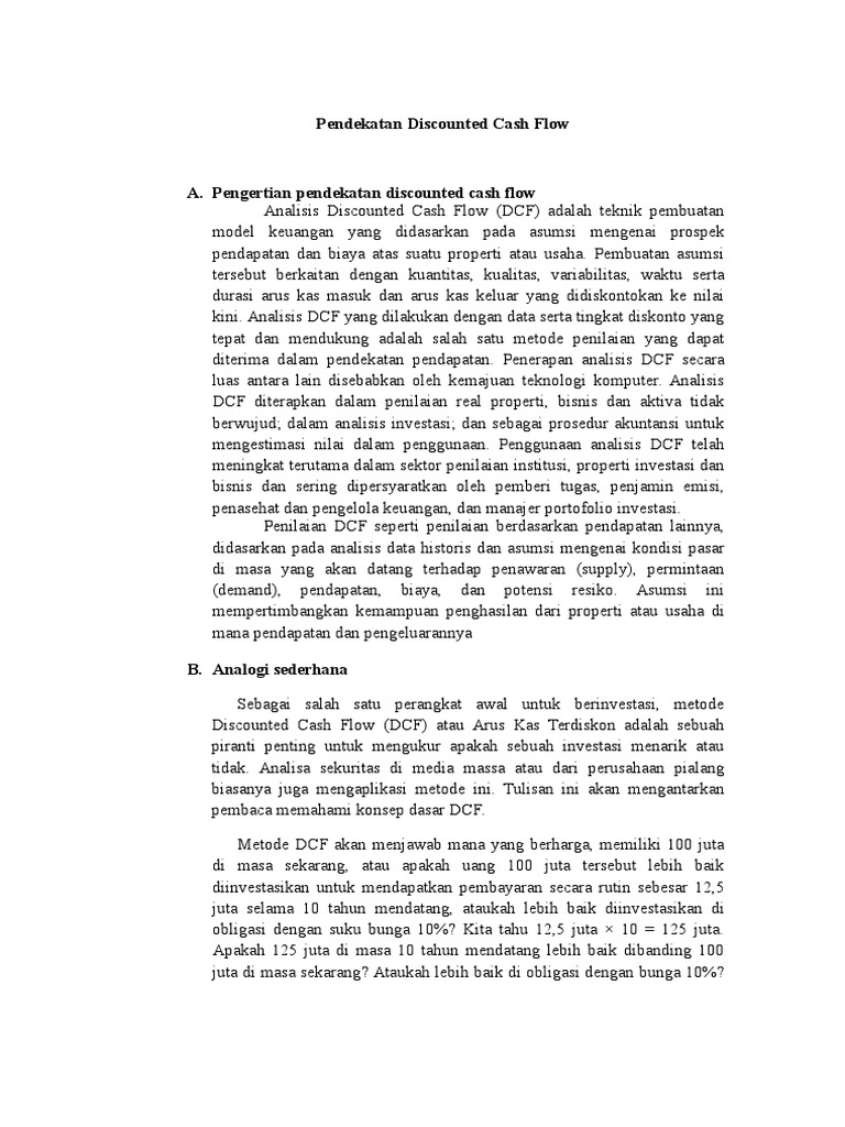 Pendekatan Discounted Cash Flow | PDF | Pengelolaan Keuangan & Uang