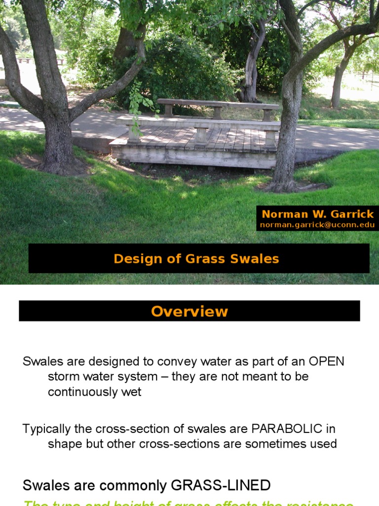 Designing Grass Swales for Stormwater Conveyance: Parameters, Formulas ...