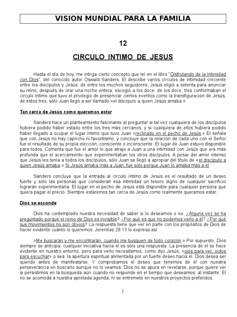 12 - Circulo Intimo de Jesus | PDF | Dios | Jesús