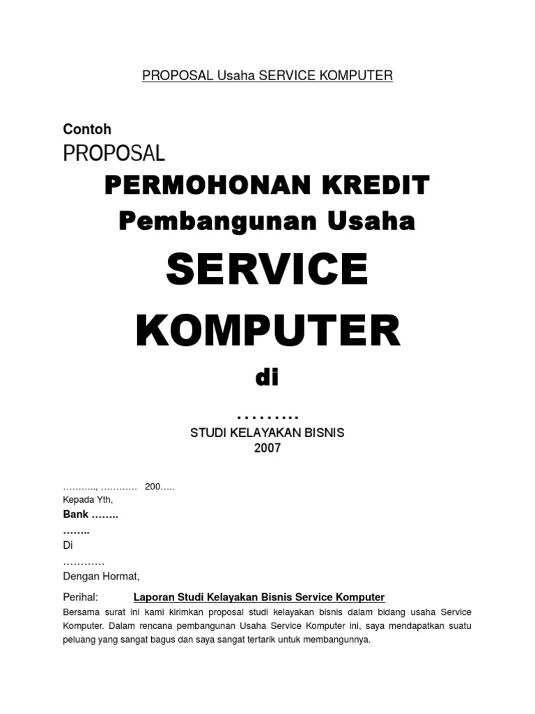 Proposal Usaha Service Komputer | PDF