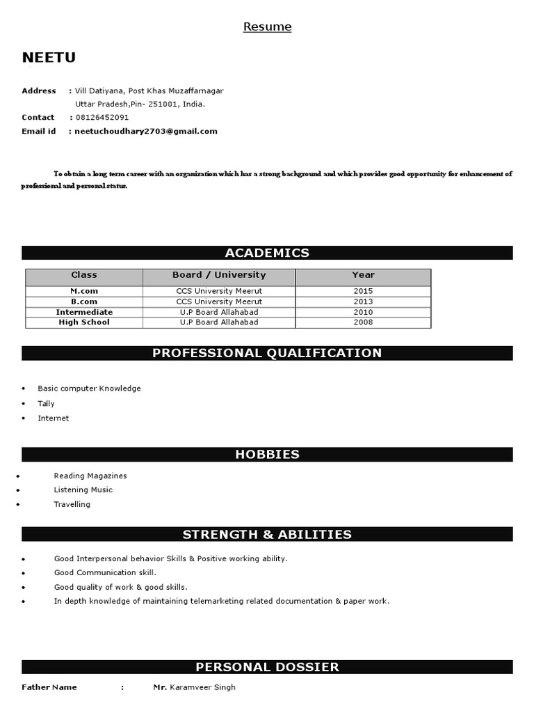 Neetu Resume | PDF