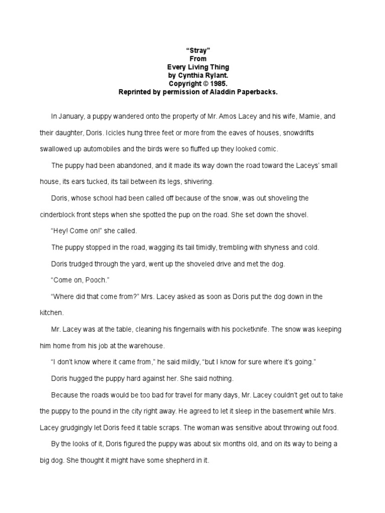 "Stray" by Cynthia Rylant | PDF