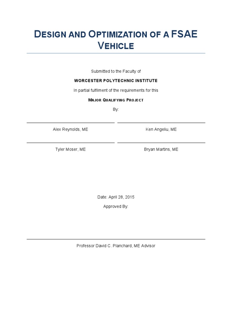 Design and Optimization of A Fsae Vehicle | PDF | Suspension (Vehicle ...