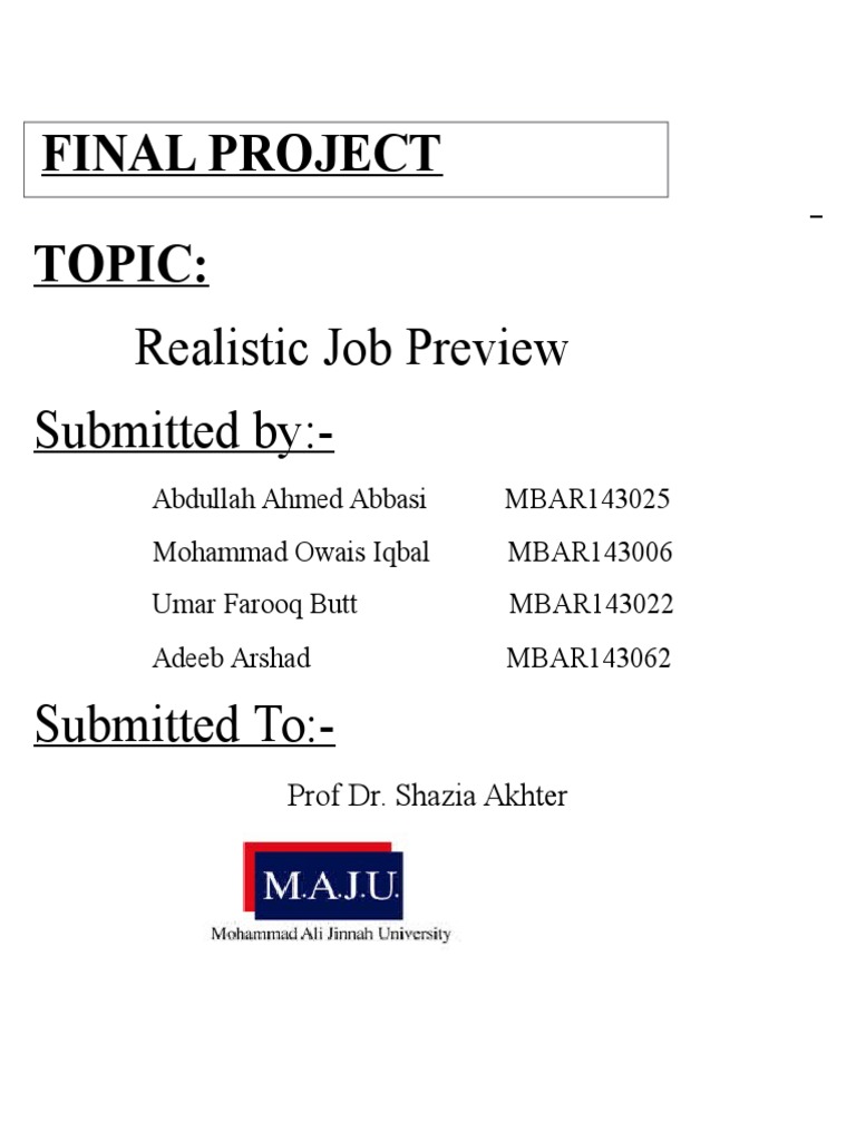Realistic Job Preview | Download Free PDF | Turnover (Employment ...
