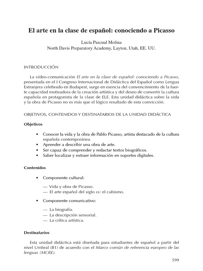 Enseñanza de Picasso en ELE | PDF | Pablo Picasso | Pinturas