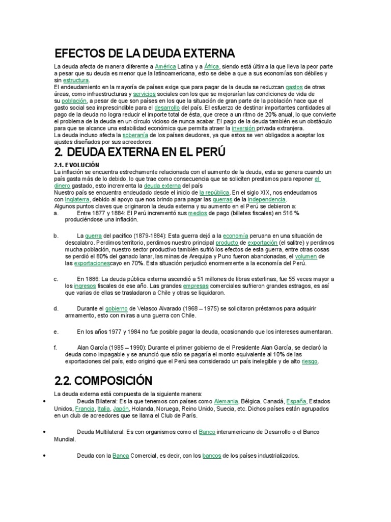 Efectos de La Deuda Externa | PDF | La deuda externa | Deuda