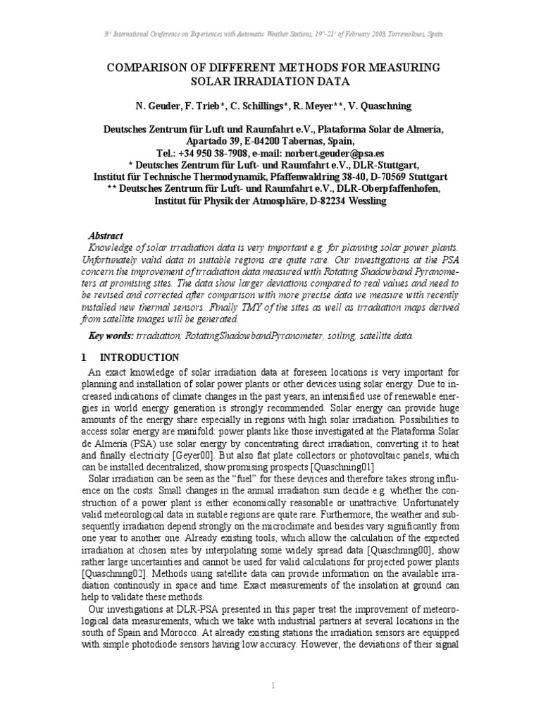 Comparisson Of Different Methods Measure Pdf Pdf Meteorology Nature