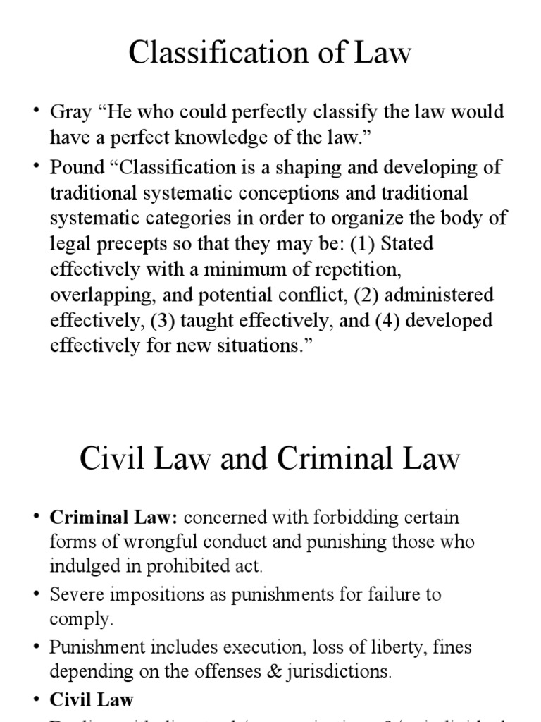 Classification of Law | PDF | Burden Of Proof (Law) | Criminal Procedure